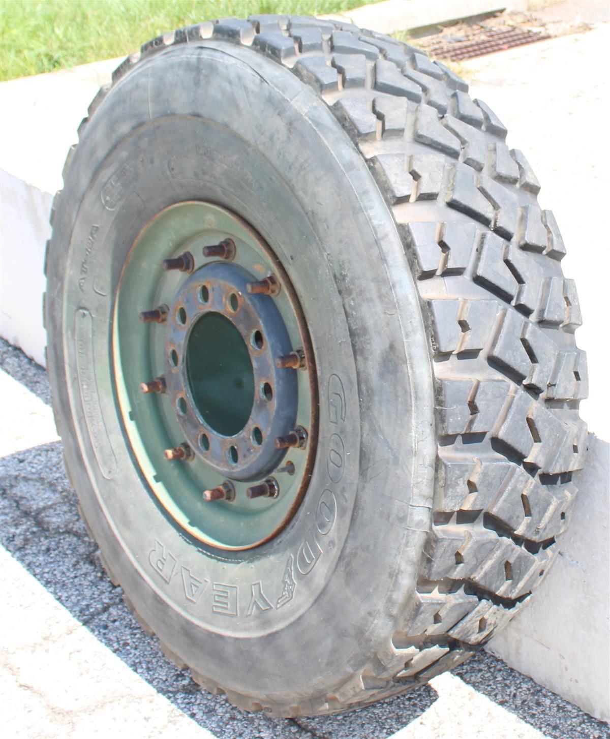 Goodyear AT-2A 14.00R20 Tire Recapped 80% Mounted on 10 Hole 2 Piece Tubeless Rim Wheel